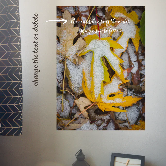 November forest: Yellow leaves beneath the snow Poster | Zazzle