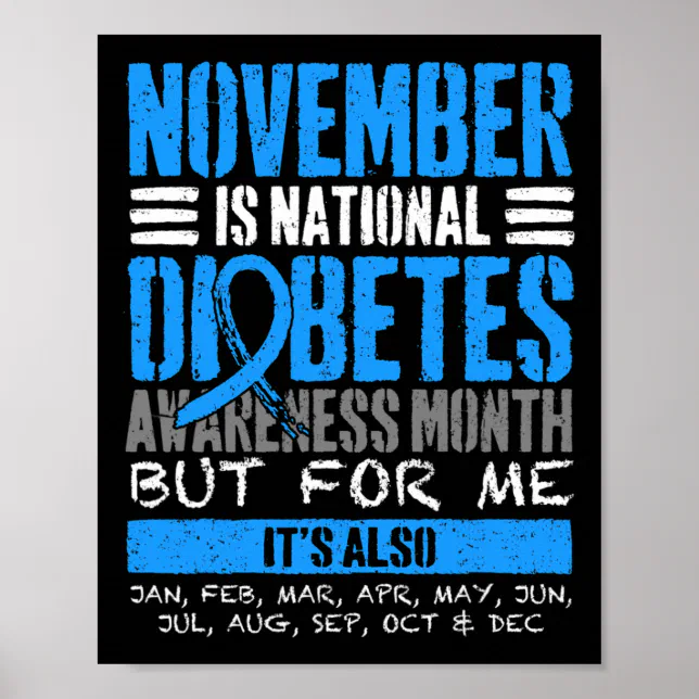 November Is Diabetes Awareness Month Blue Poster | Zazzle