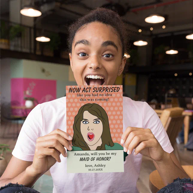 Now Act Surprised | Retro Pop Art Maid Of Honor Invitation | Zazzle