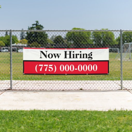 Now Hiring 8' Outdoor Vinyl Banner | Zazzle