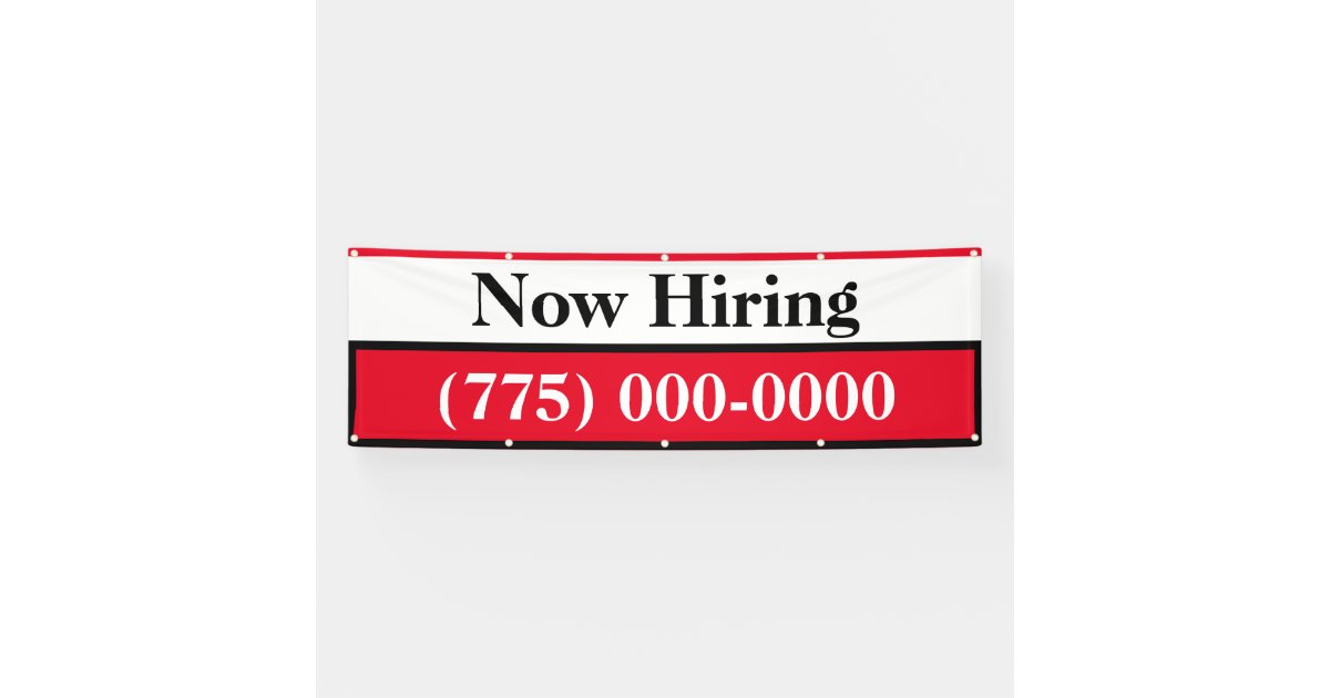 Now Hiring 8' Outdoor Vinyl Banner | Zazzle