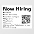 Now Hiring Black and White Retail Scan QR Code Window Cling | Zazzle