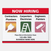 Now Hiring Business Name Custom Yard Sign | Zazzle