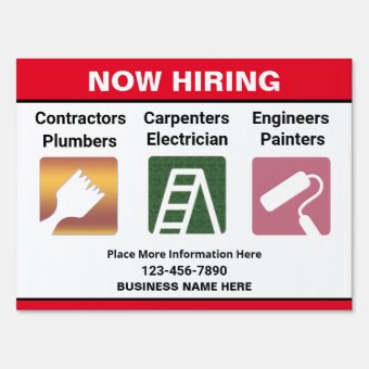 Now Hiring Business Name Custom Yard Sign | Zazzle