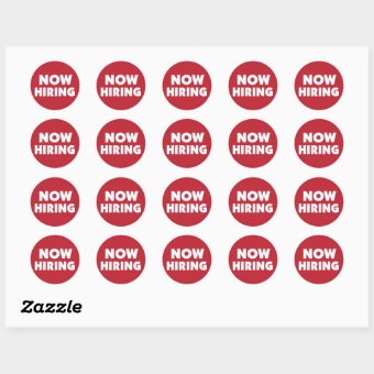 Now Hiring Classic Round Sticker | Zazzle