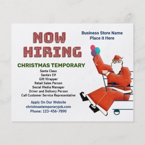 Now Hiring Help Business Christmas Holidays Custom Flyer | Zazzle