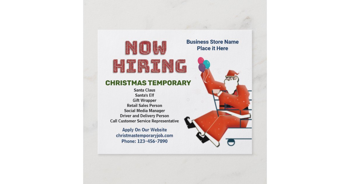 Now Hiring Help Business Christmas Holidays Custom Flyer | Zazzle