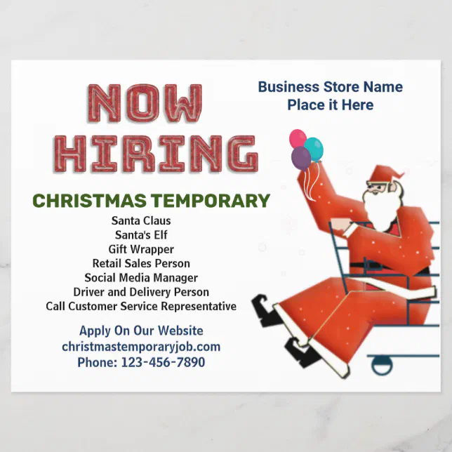 Now Hiring Help Business Christmas Holidays Custom Flyer | Zazzle