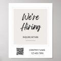 Now Hiring Window Sign, Minimal Beige Poster | Zazzle
