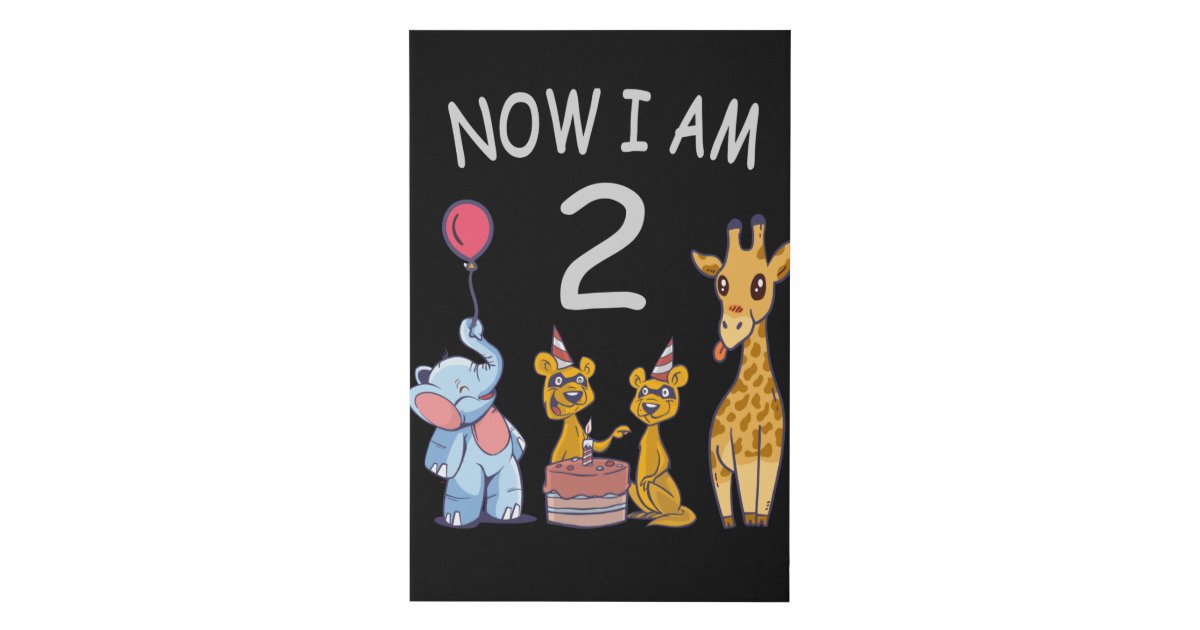 Now I am 2 year old 2nd Birthday at the Zoo Faux Canvas Print | Zazzle