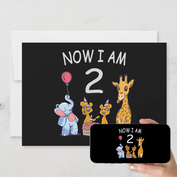 Now I am 2 year old 2nd Birthday at the Zoo Invitation | Zazzle
