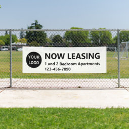 Now Leasing Apartments Black and White Your Logo Banner | Zazzle
