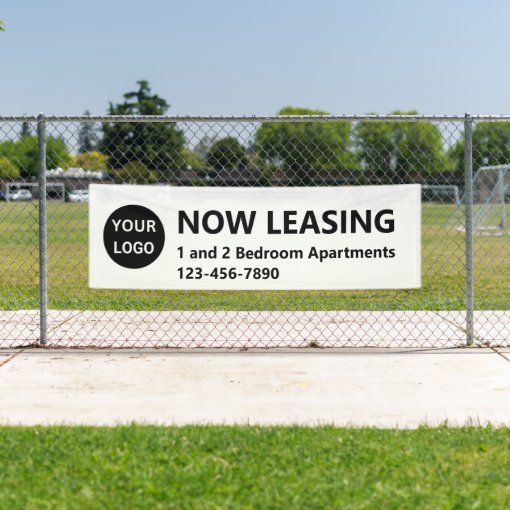 Now Leasing Apartments Black and White Your Logo Banner | Zazzle