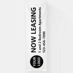 Now Leasing Apartments Black and White Your Logo Banner | Zazzle