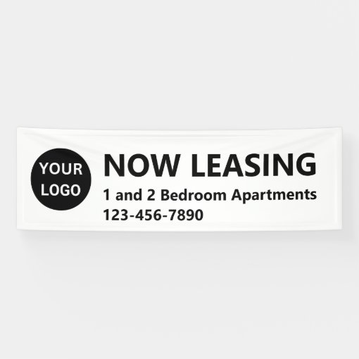 Now Leasing Apartments Black and White Your Logo Banner | Zazzle