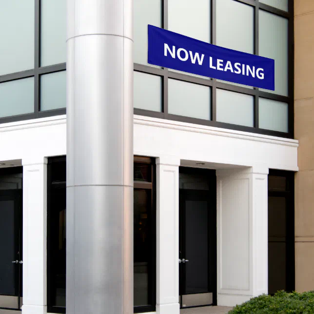Now Leasing Blue and White Apartment Rental Banner | Zazzle