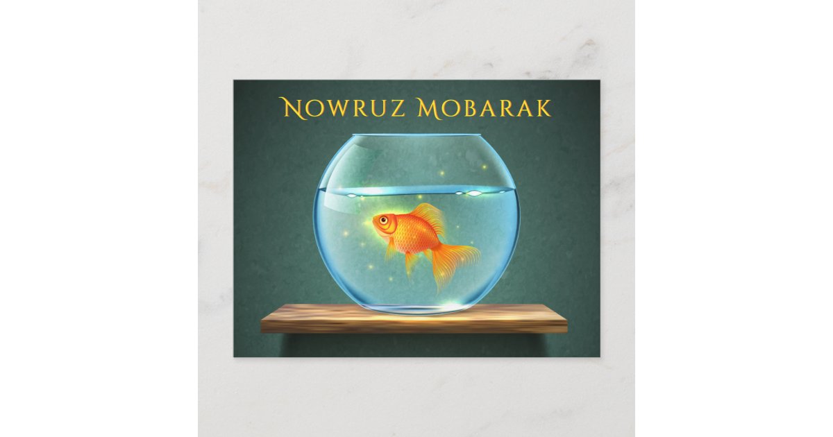 Nowruz Mobarak Goldfish in Bowl Postcard | Zazzle