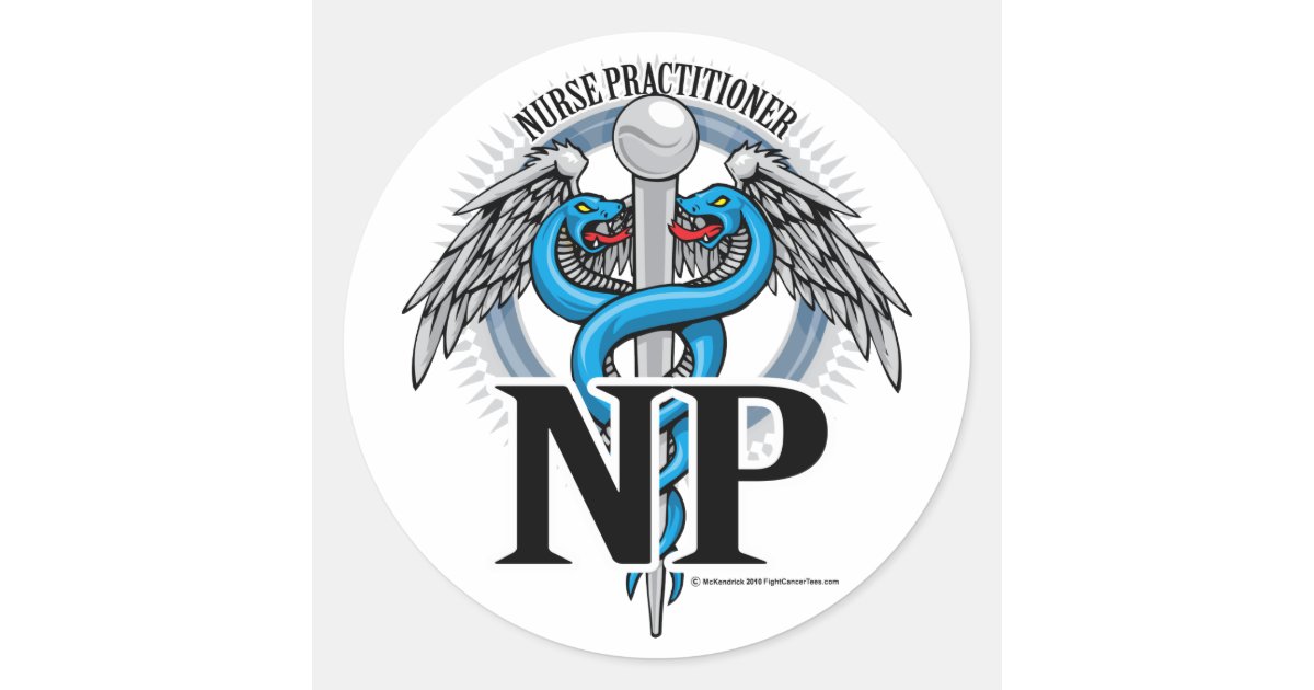 NP Blue Caduceus Classic Round Sticker | Zazzle