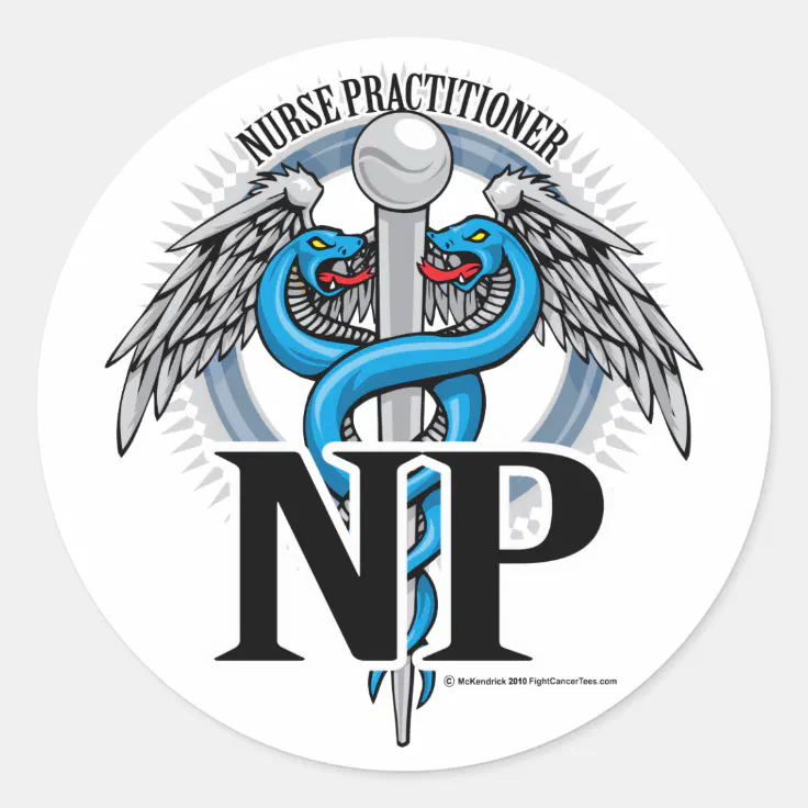 NP Blue Caduceus Classic Round Sticker | Zazzle