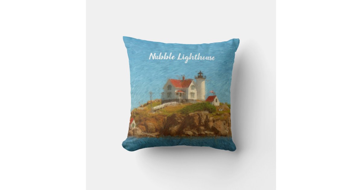 Nubble Lighthouse Customizable Throw Pillow | Zazzle