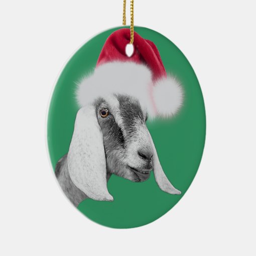 Nubian Goat Santa Hat Christmas Ornament | Zazzle