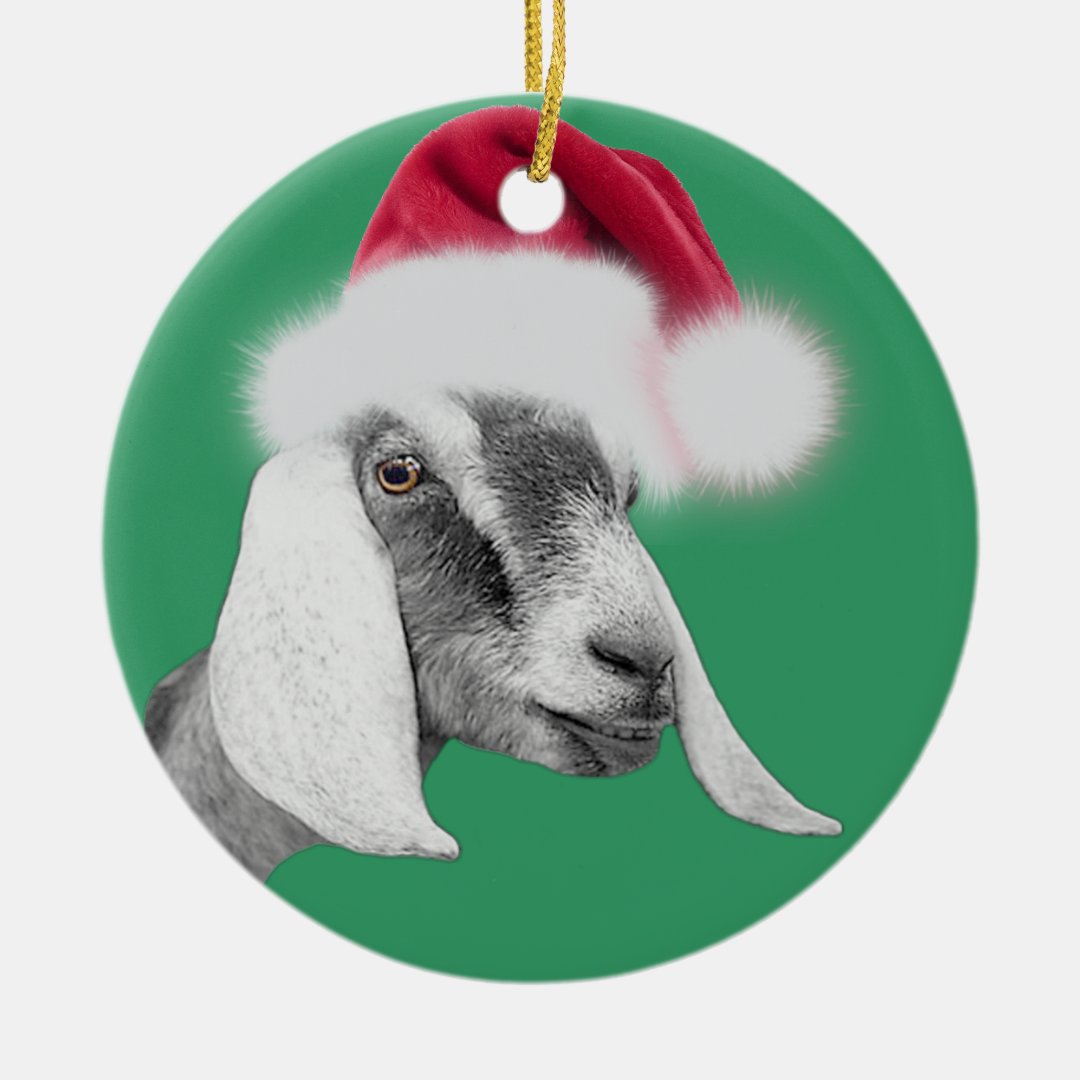 Nubian Goat Santa Hat Christmas Ornament | Zazzle