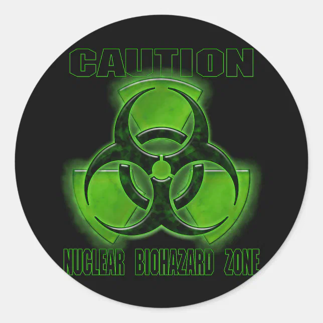 Nuclear Biohazard Caution Sign Classic Round Sticker | Zazzle