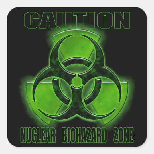 Nuclear Biohazard Caution Sign Square Sticker | Zazzle.com