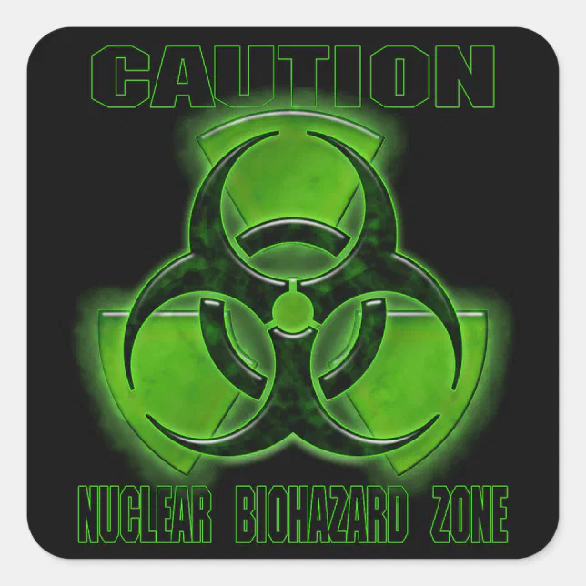 Nuclear Biohazard Caution Sign Square Sticker | Zazzle
