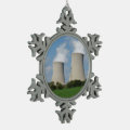Nuclear Power Plant Cooling Towers Snowflake Pewter Christmas Ornament ...