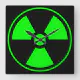 Nuclear Radioactive Radiation Symbol in green Square Wall Clock | Zazzle