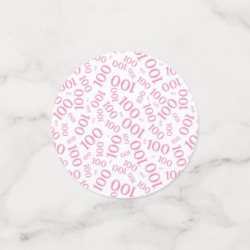 Number 100 Pattern Pink and White 100th Birthday Confetti | Zazzle