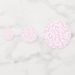 Number 100 Pattern Pink and White 100th Birthday Confetti | Zazzle