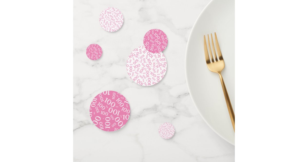 Number 100 Pattern Pink and White 100th Birthday Confetti | Zazzle