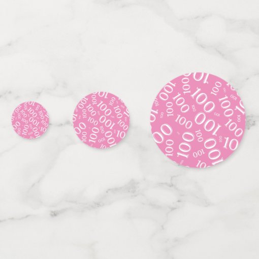 Number 100 Pattern Pink and White 100th Birthday Confetti | Zazzle