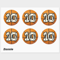Number 10 Basketball and Players Classic Round Sticker | Zazzle