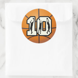 Number 10 Basketball and Players Classic Round Sticker | Zazzle