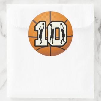 Number 10 Basketball and Players Classic Round Sticker | Zazzle