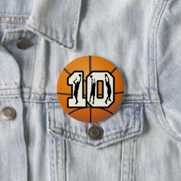 Number 10 Basketball and Players Pinback Button | Zazzle