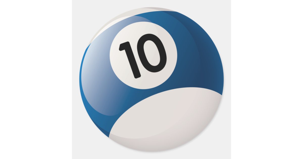 NUMBER 10 BILLIARDS BALL CLASSIC ROUND STICKER | Zazzle