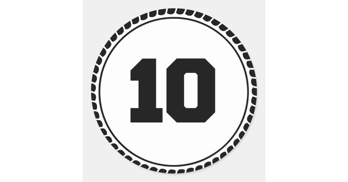 Number 10 circle classic round sticker | Zazzle