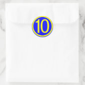 number 10 in a circle, blue background classic round sticker | Zazzle