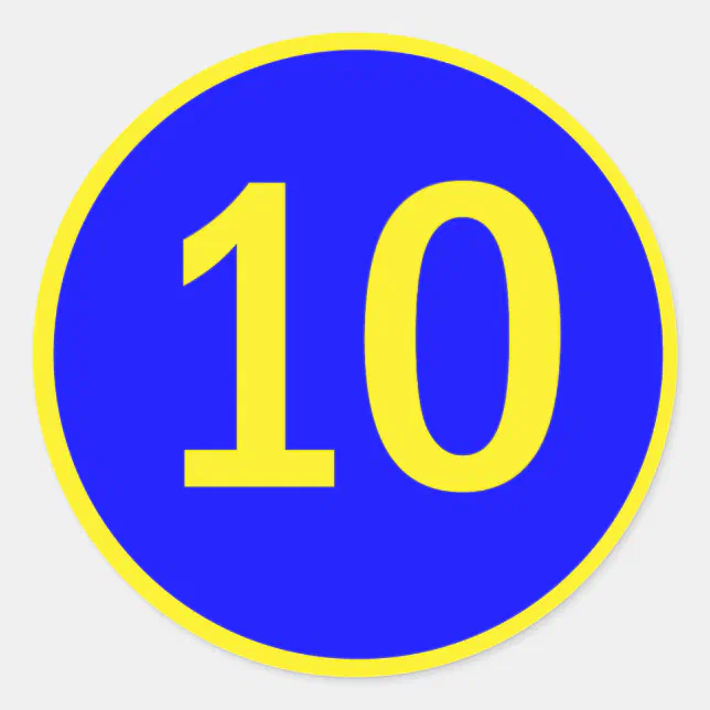 number 10 in a circle classic round sticker | Zazzle