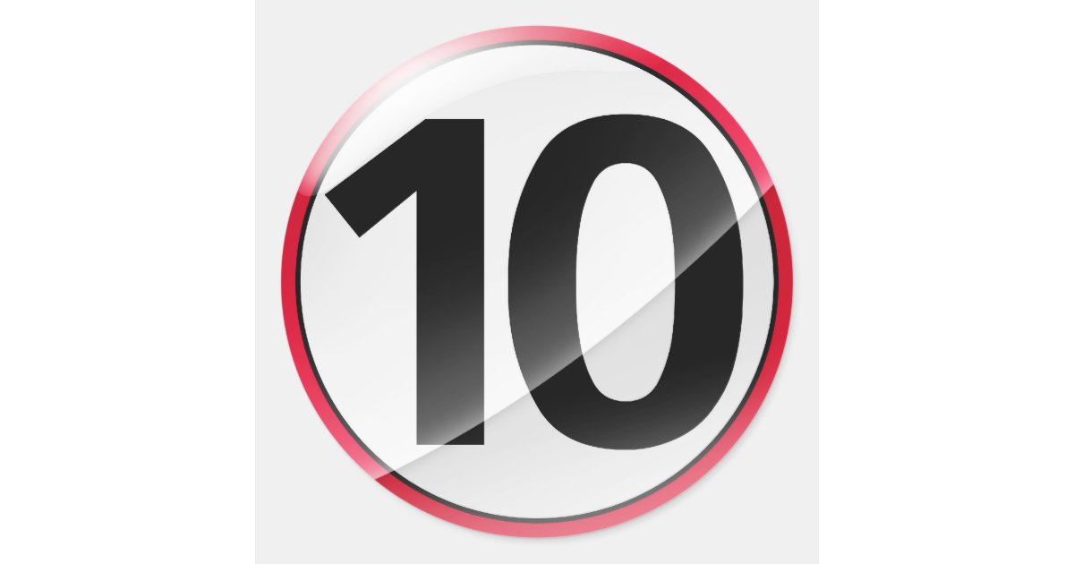 Number 10 red sticker | Zazzle