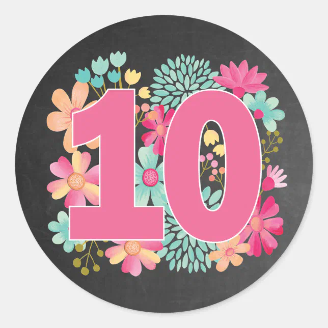 Number 10 Tenth Birthday Anniversary Party Classic Round Sticker | Zazzle