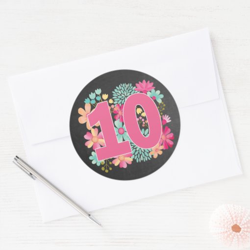 Number 10 Tenth Birthday Anniversary Party Classic Round Sticker | Zazzle