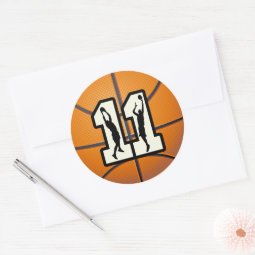 Number 11 Basketball and Players Classic Round Sticker | Zazzle