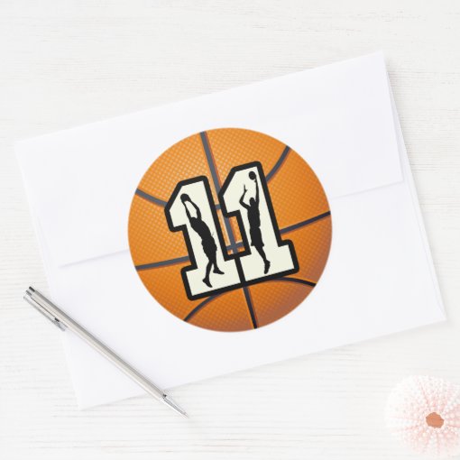 Number 11 Basketball and Players Classic Round Sticker | Zazzle