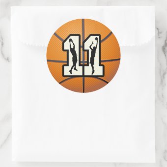 Number 11 Basketball and Players Classic Round Sticker | Zazzle