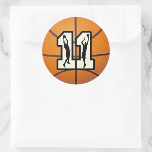 Number 11 Basketball and Players Classic Round Sticker | Zazzle